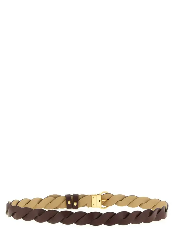 Fendi Reversible Braided Leather Belt With Ff Detail
