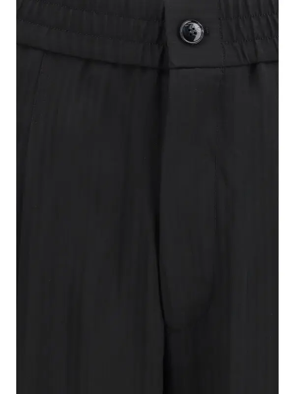 Giorgio Armani Wide-leg Viscose Pants With Tonal Stripe Embroidery - Black