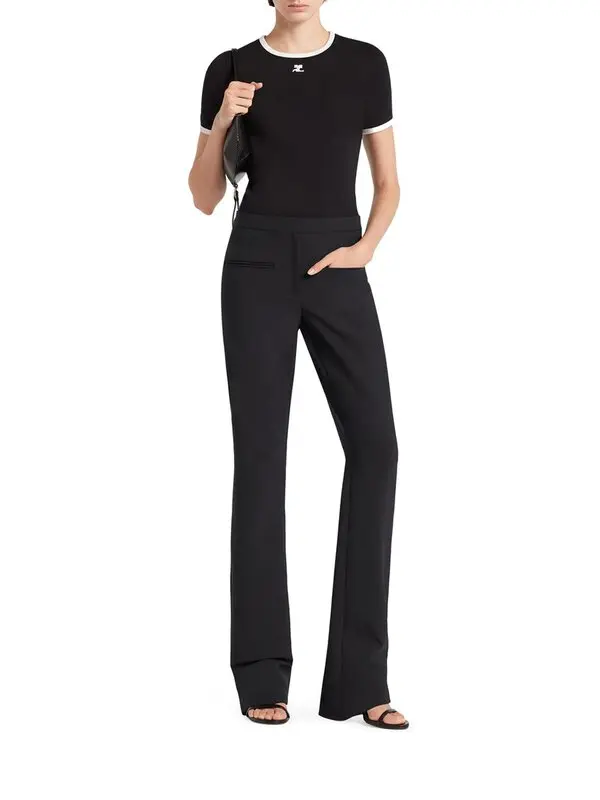 COURREGES Cotton T-shirt With Contrasting Profiles