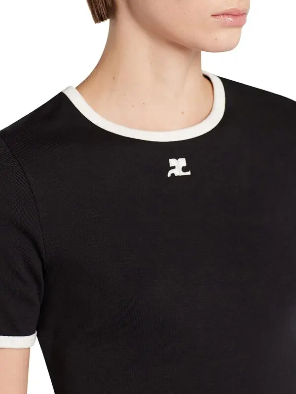 COURREGES Cotton T-shirt With Contrasting Profiles