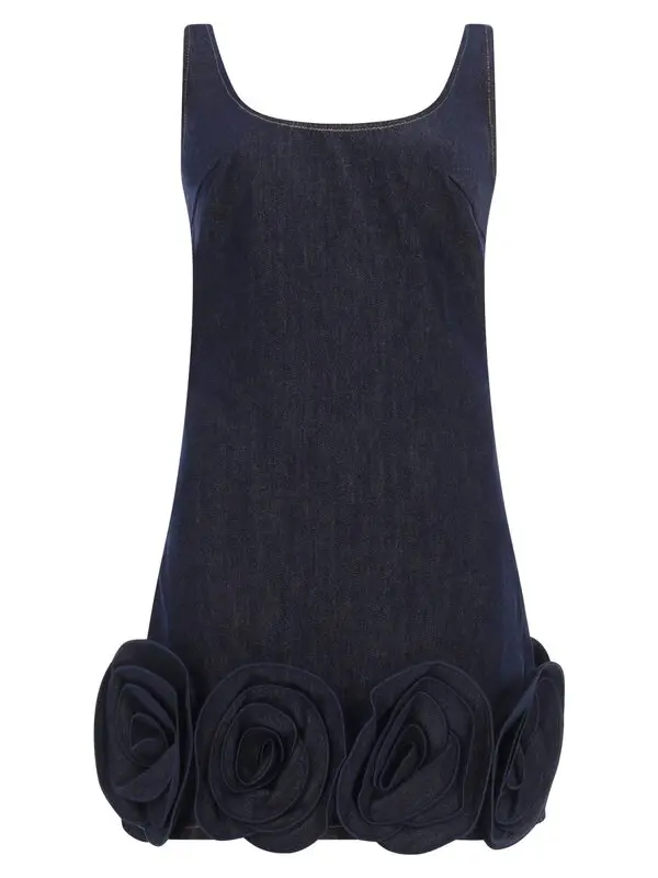 SELF-PORTRAIT Mini Dress With Floral Detail - Blue