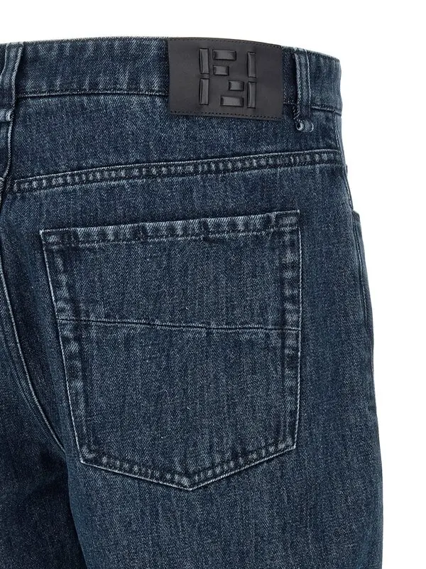 Fendi Ff Print Inner High Waist Flare Leg Jeans