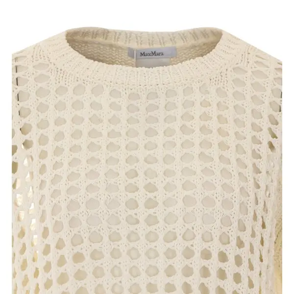 Max Mara Febe Cotton Mesh Knit Sweater - White