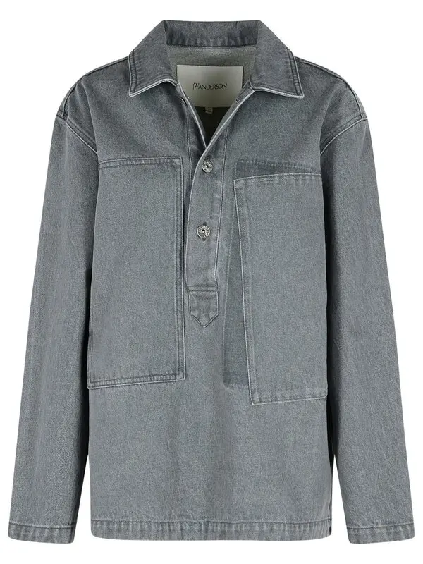 JW Anderson Denim Shirt With Patched Pockets - Gray
