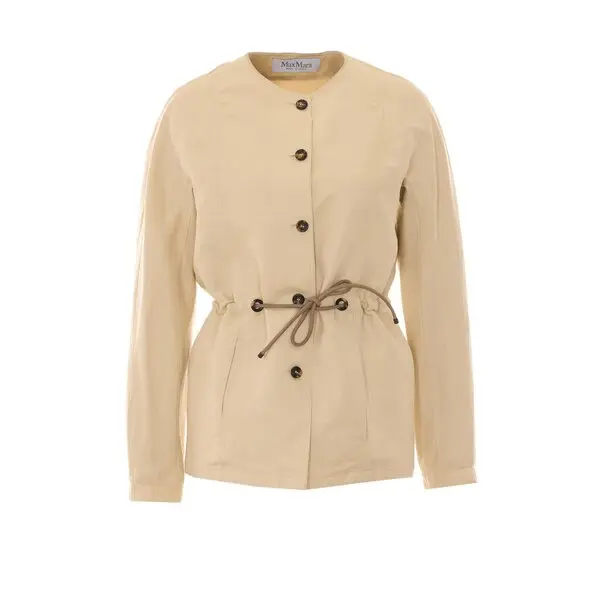 Max Mara Carezza Linen And Silk Jacket - Cream