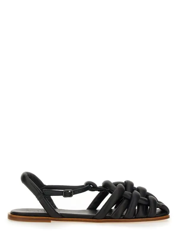 Hereu Woven Lambskin Sandals - Black