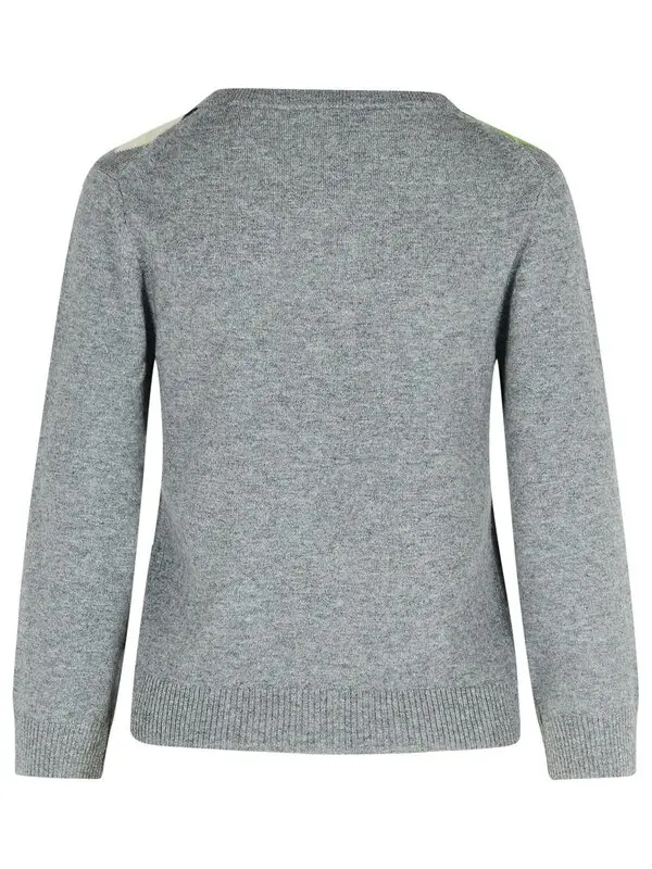 GANNI Checked Cashmere Blend Cardigan - Gray