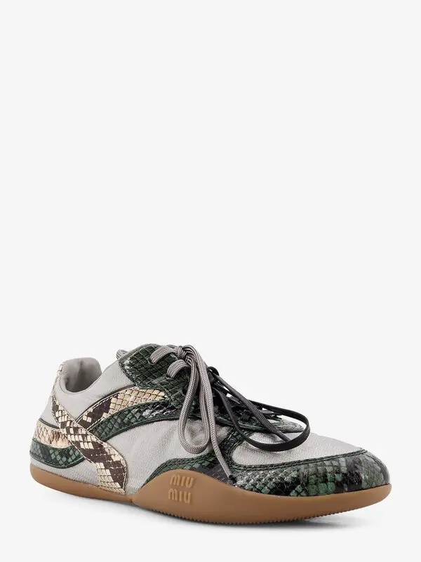 Miu Miu Technical Fabric And Python-print Sneakers - Multicolor