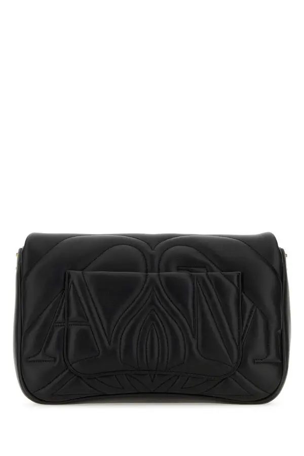 Alexander McQueen Leather Seal Shoulder Bag - Black