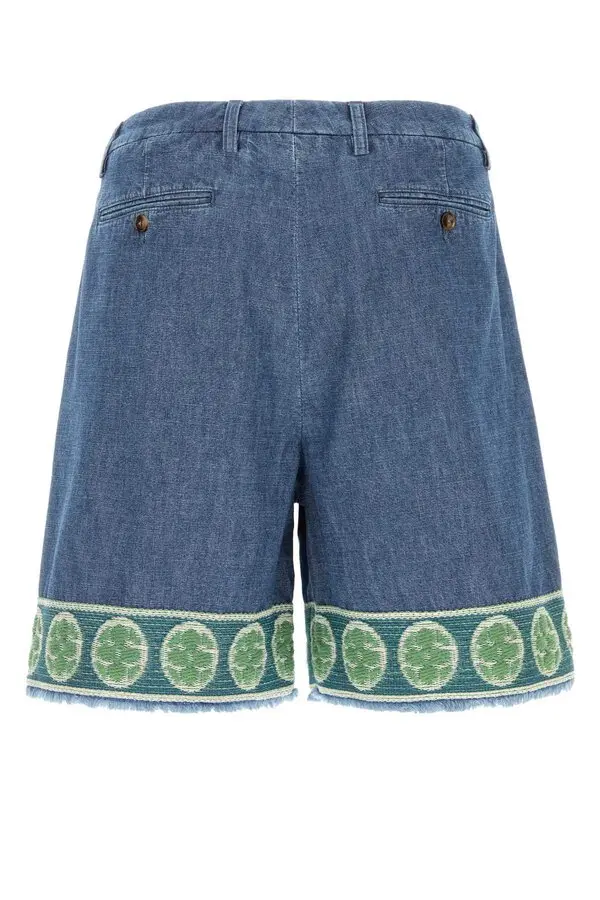 Valentino Garavani Denim Bermuda Shorts With Embellishment