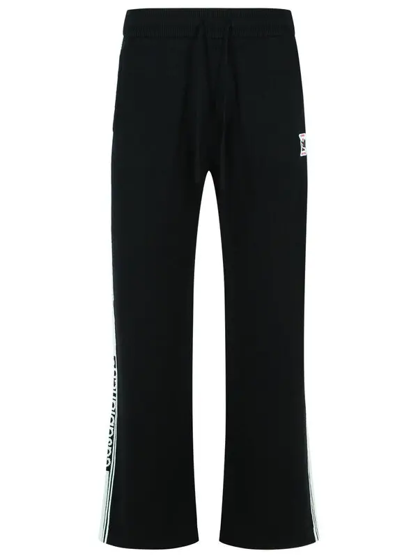 Casablanca Merino Wool Wide-leg Pants With Logo Detail - Black