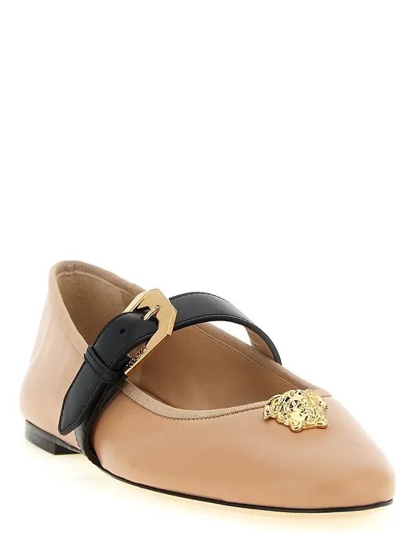 Versace La Medusa Ballet Flats With Heritage Buckle - Pink
