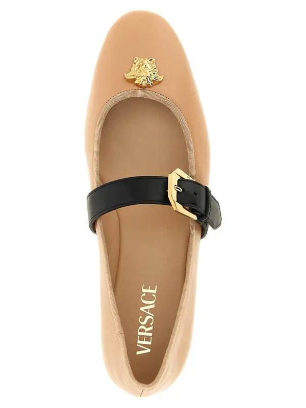 Versace La Medusa Ballet Flats With Heritage Buckle - Pink