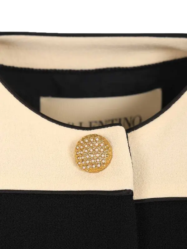 Valentino Garavani Two-tone Wool Cropped Jacket With Padded Shoulders