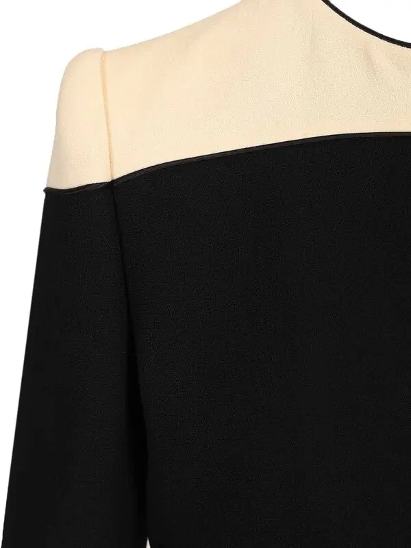 Valentino Garavani Two-tone Wool Cropped Jacket With Padded Shoulders