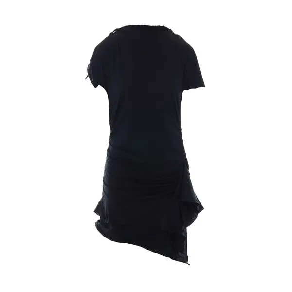 Isabel Marant Étoile Gathered Asymmetrical Short-sleeve Crew Neck Dress - Black