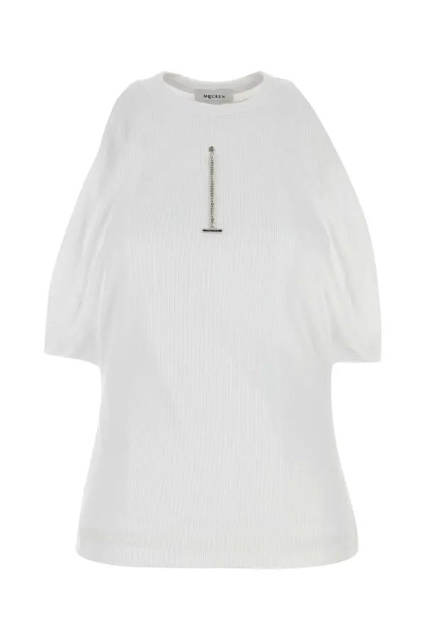 Alexander McQueen Stretch Cotton Top - White
