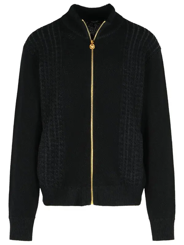 Versace Cotton Blend Zip Sweater