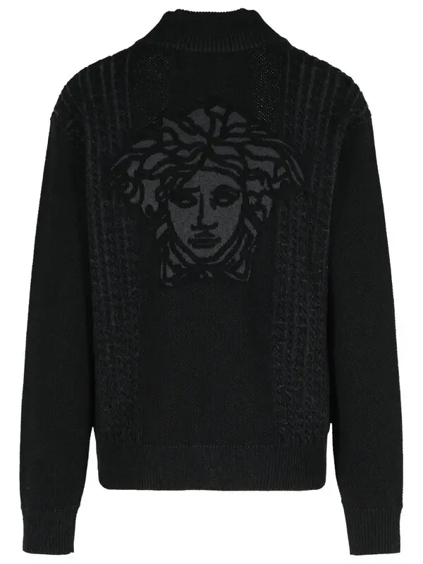 Versace Cotton Blend Zip Sweater