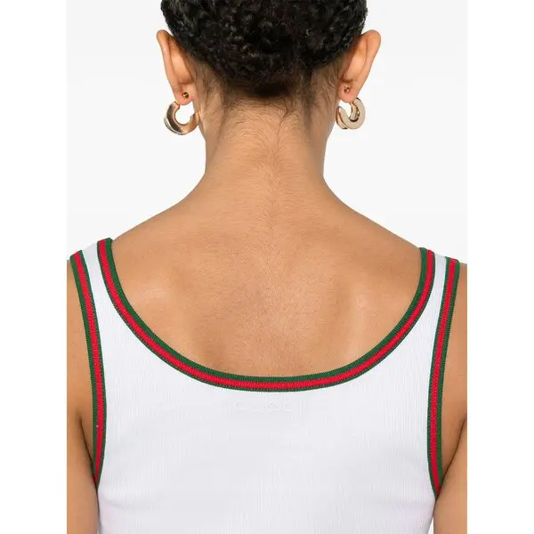 Gucci Embroidered Logo Tank Top - White