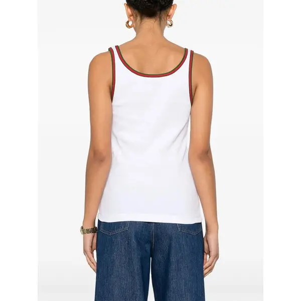 Gucci Embroidered Logo Tank Top - White