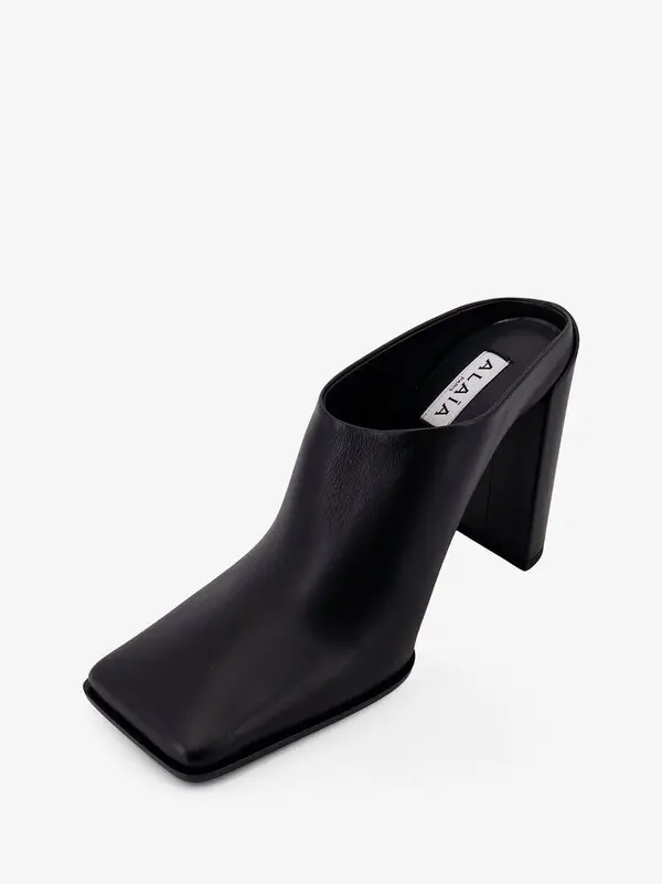 Alaïa Square Toe Leather Block Heel Mules - Multicolor