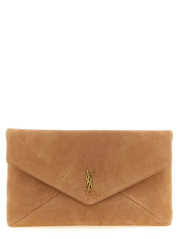 Saint Laurent Envelope Maxi Clutch - Brown