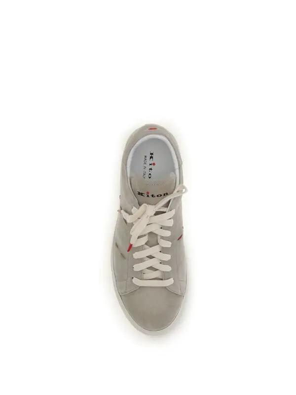 Kiton Suede Lace-up Sneakers - Cream