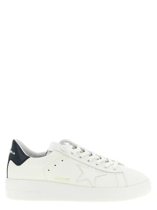 GOLDEN GOOSE Pure New Leather Lace-up Sneakers With Side Star Detail - Blue