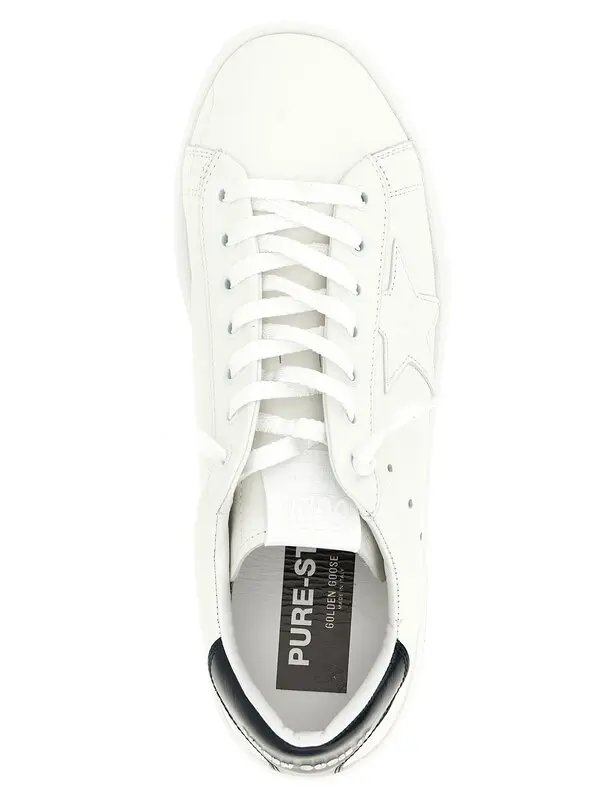 GOLDEN GOOSE Pure New Leather Lace-up Sneakers With Side Star Detail - Blue