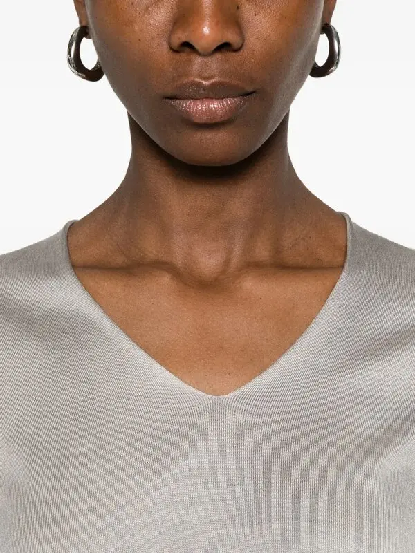 Avant Toi Hand-painted Laminated V-neck Pullover