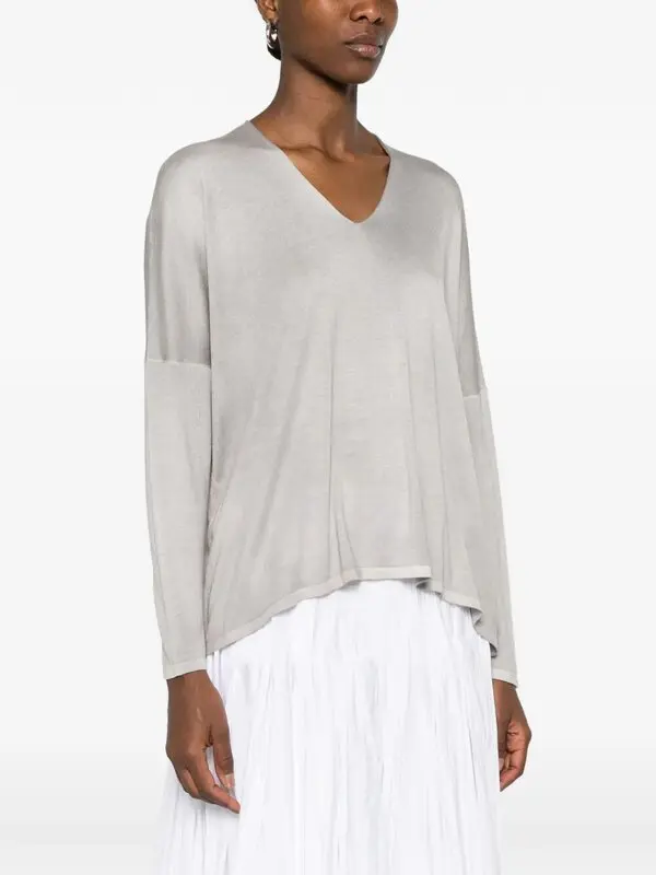 Avant Toi Hand-painted Laminated V-neck Pullover