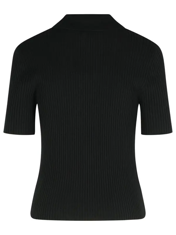 COURREGES Ribbed Knit Polo Shirt - Black