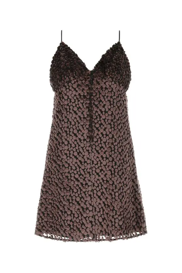 Saint Laurent Two-tone Velvet Mini Dress - Multicolor