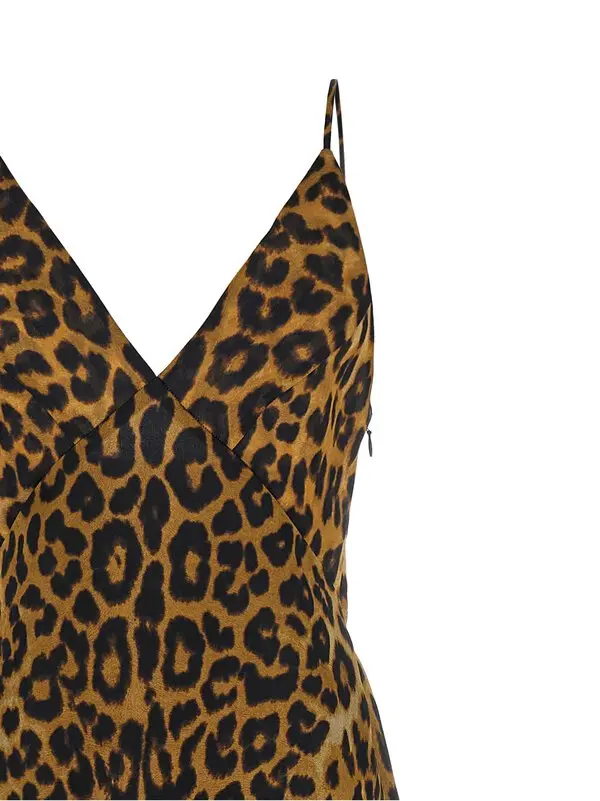 Alberta Ferretti Organza Leopard Print Dress