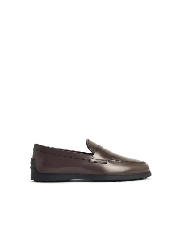 TOD'S Leather Loafers With Embossed Monogram And Rubber Detail