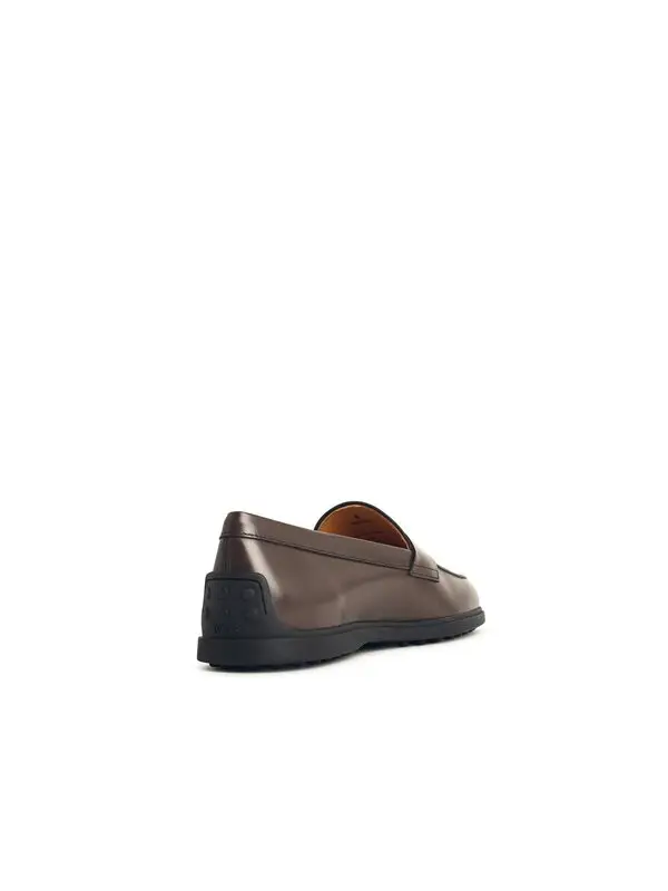 TOD'S Leather Loafers With Embossed Monogram And Rubber Detail