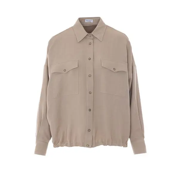 Brunello Cucinelli Viscose And Linen Twill Fluid Shirt