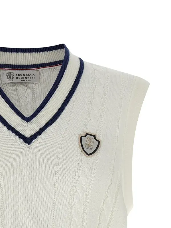 Brunello Cucinelli Cotton Braided V-neck Vest