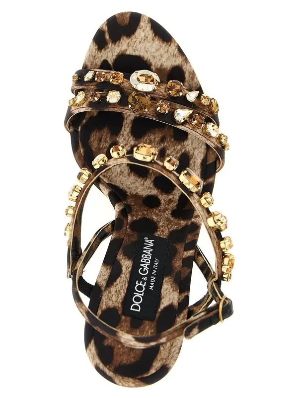Dolce & Gabbana Keira" Leopard Print Embellished Satin Sandals