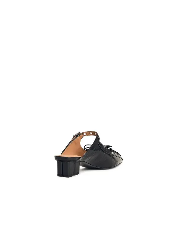 GANNI Oleatex Mules With Laces And Buckle Detail - Black