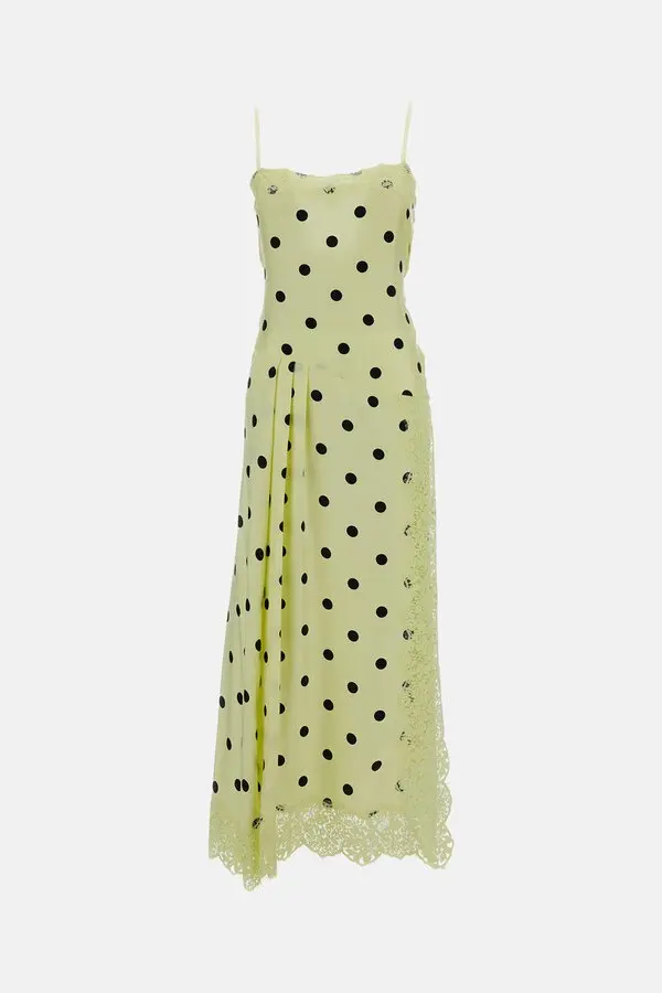 Sportmax Polka Dot Silk Dress With Lace Trim - Multicolor