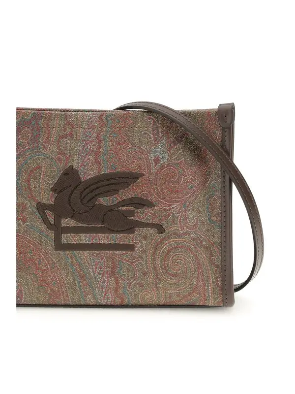 Etro Pegaso Mini Clutch Bag In Paisley Fabric With Embroidered Logo