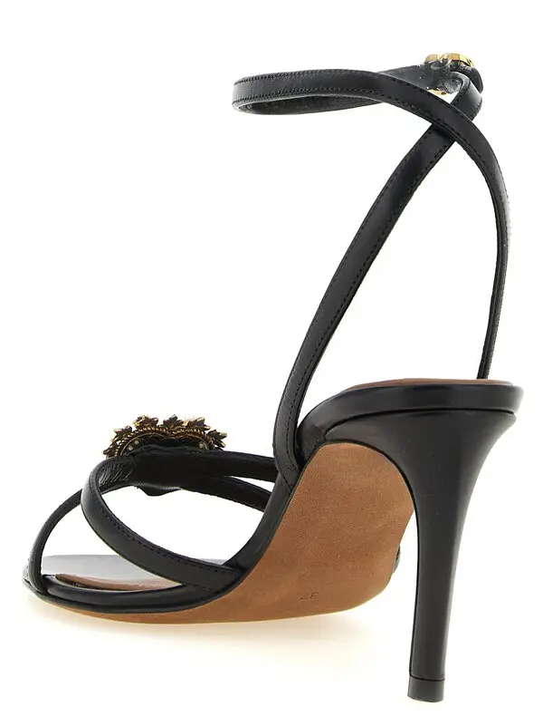 Dolce & Gabbana Devotion' Embellished Leather Sandals - Black