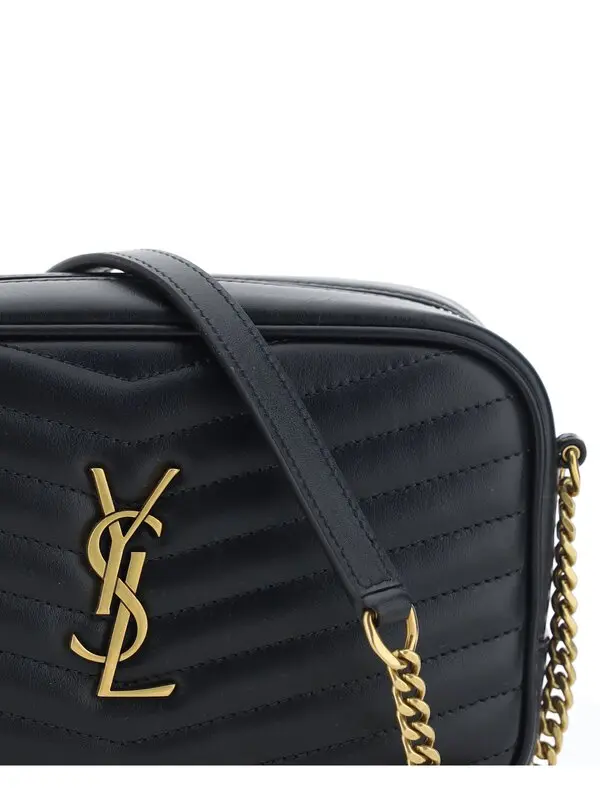 Saint Laurent Lou Quilted Leather Shoulder Bag With Chain Strap - Black