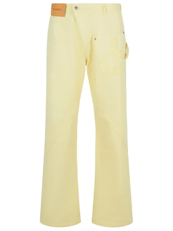 JW Anderson Twisted Leg Cotton Pants - Yellow