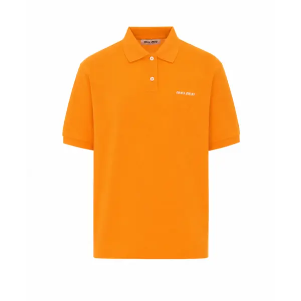 Miu Miu Embroidered Logo Polo Shirt - Orange