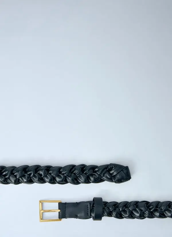 Bottega Veneta Braided Leather Foulard Belt With Gold-tone Buckle