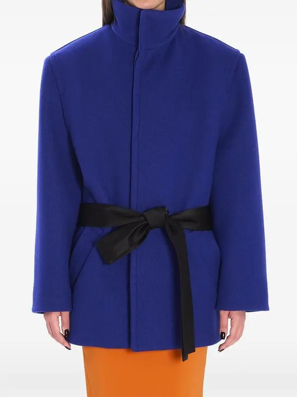 Saint Laurent Short Belted Coat - Blue