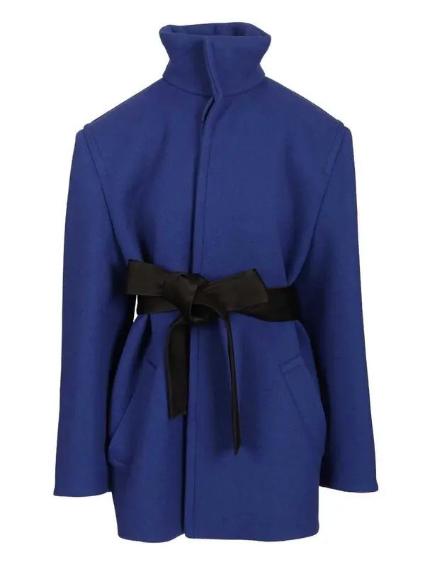 Saint Laurent Short Belted Coat - Blue